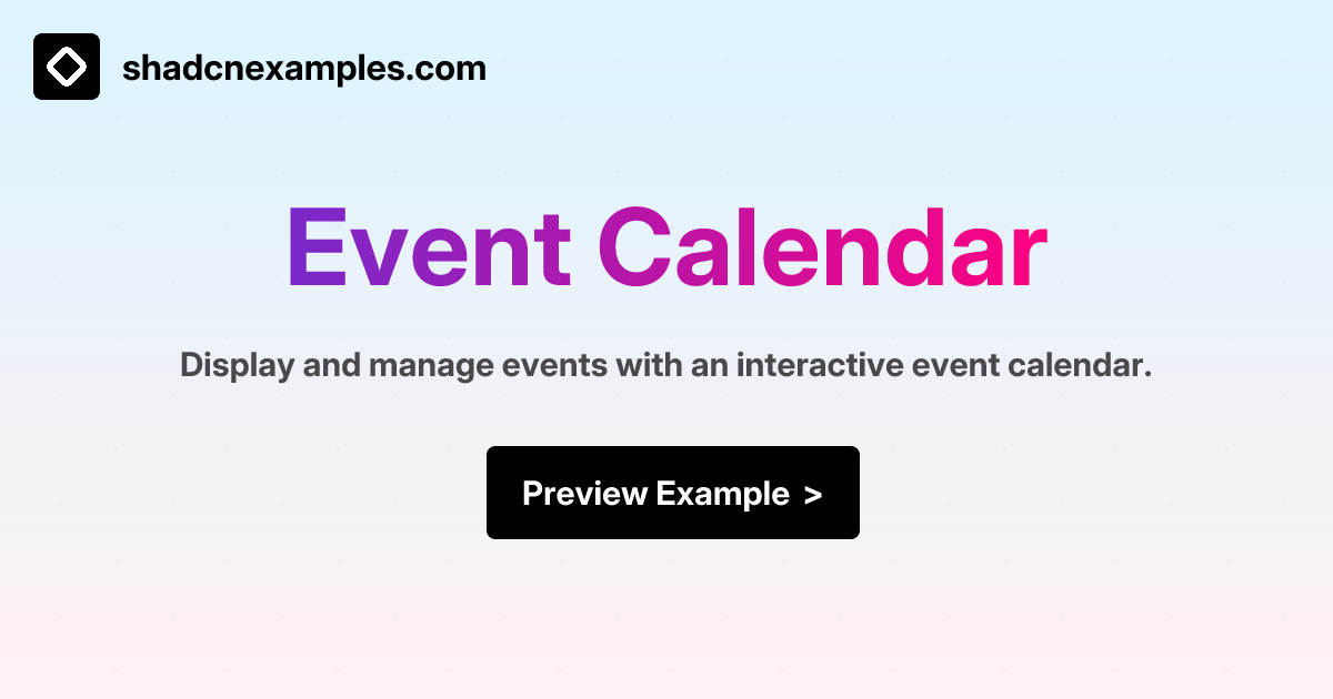 Event Calendar - Shadcn UI Examples and Components