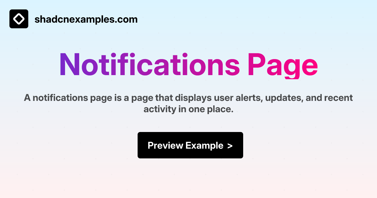 Notifications Page - Shadcn UI Examples and Components