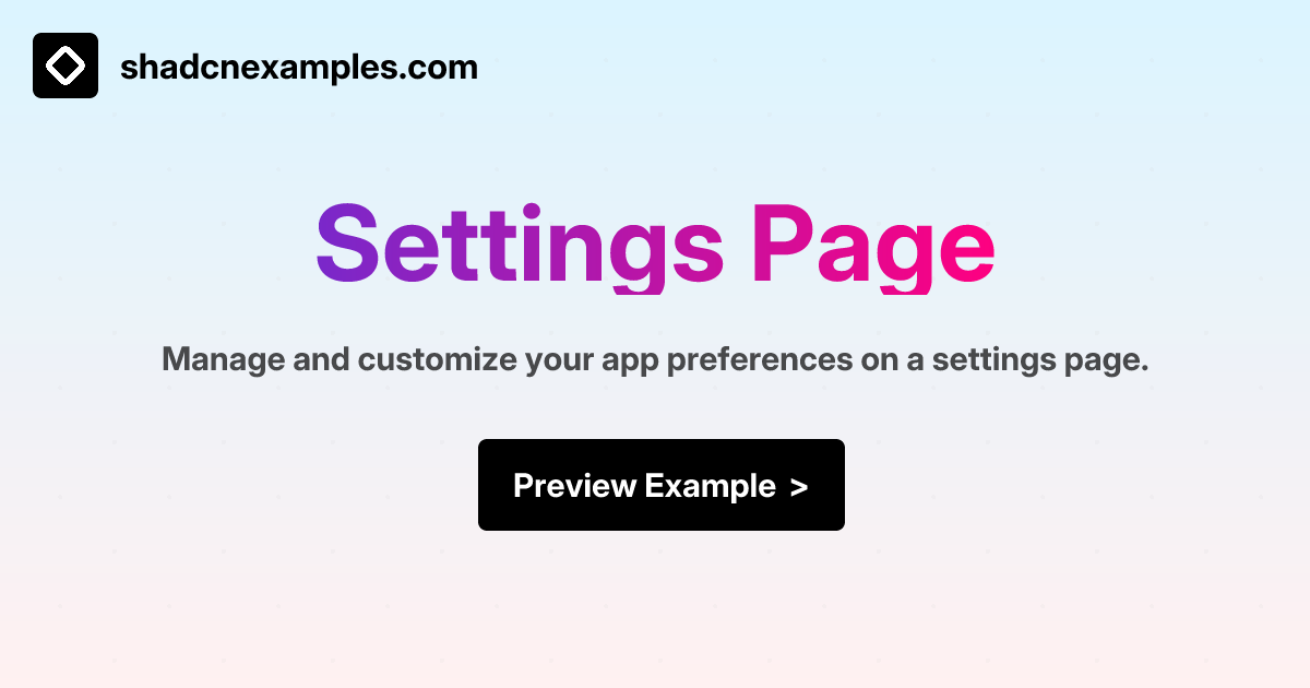 Settings Page - Shadcn UI Examples and Components